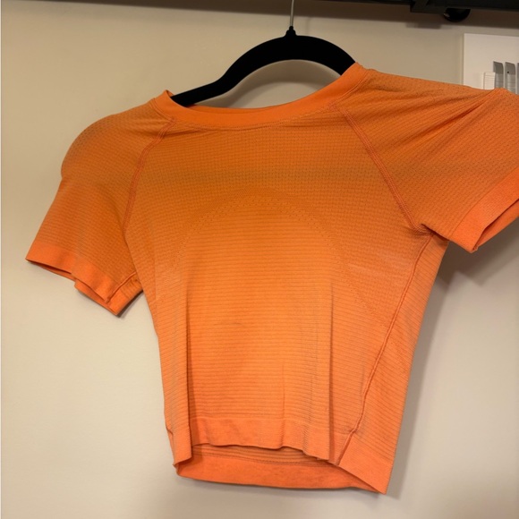 lululemon athletica | Tops | Lululemon Orange Swiftly Tshirt Cropped ...